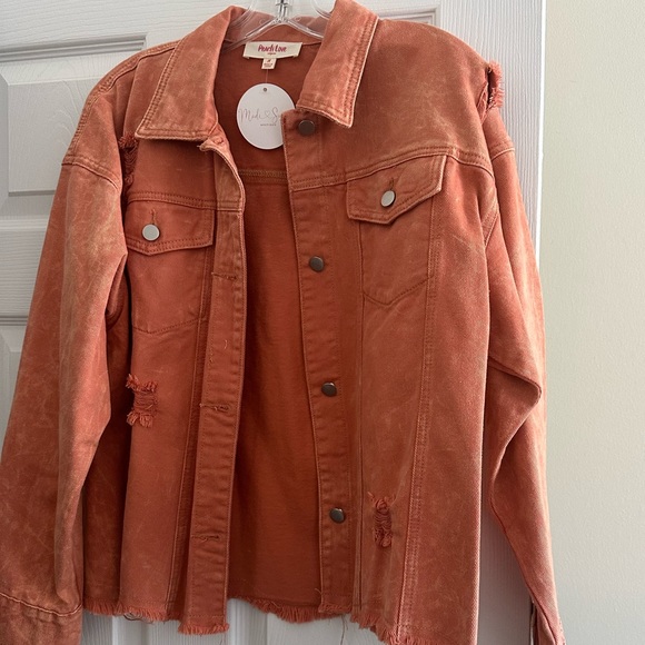 Peach Love California | Jackets & Coats | Distressed Denim Jacket ...